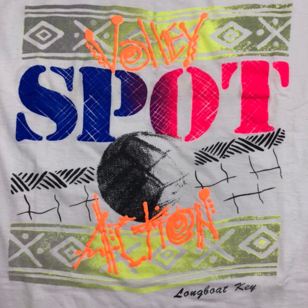 Vintage 90's USA Made Msp Men White NEON Volley Spot Action BEACH ...