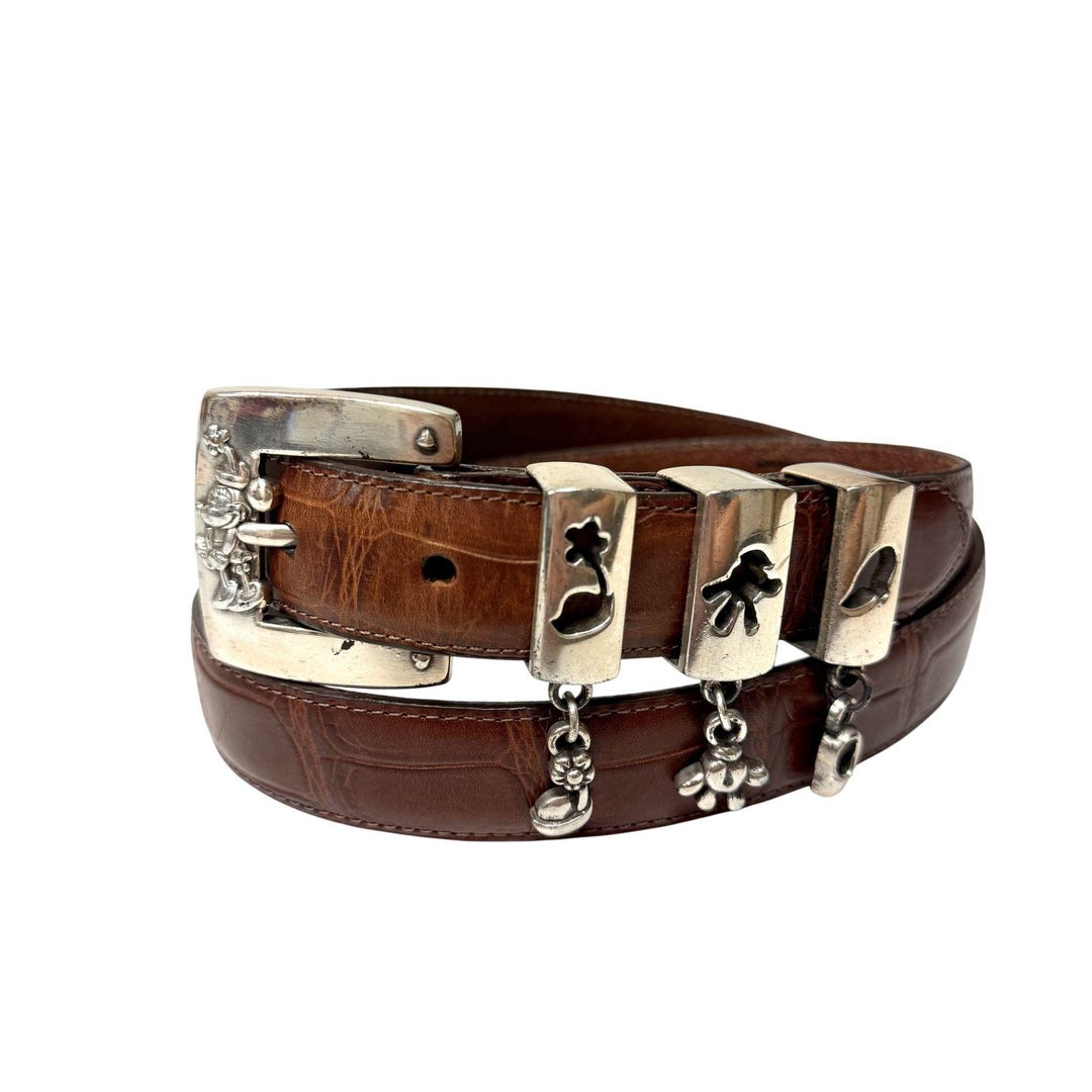 Vintage 90's Brighton Disney MINNIE MOUSE Brown Alligator Print Leather ...