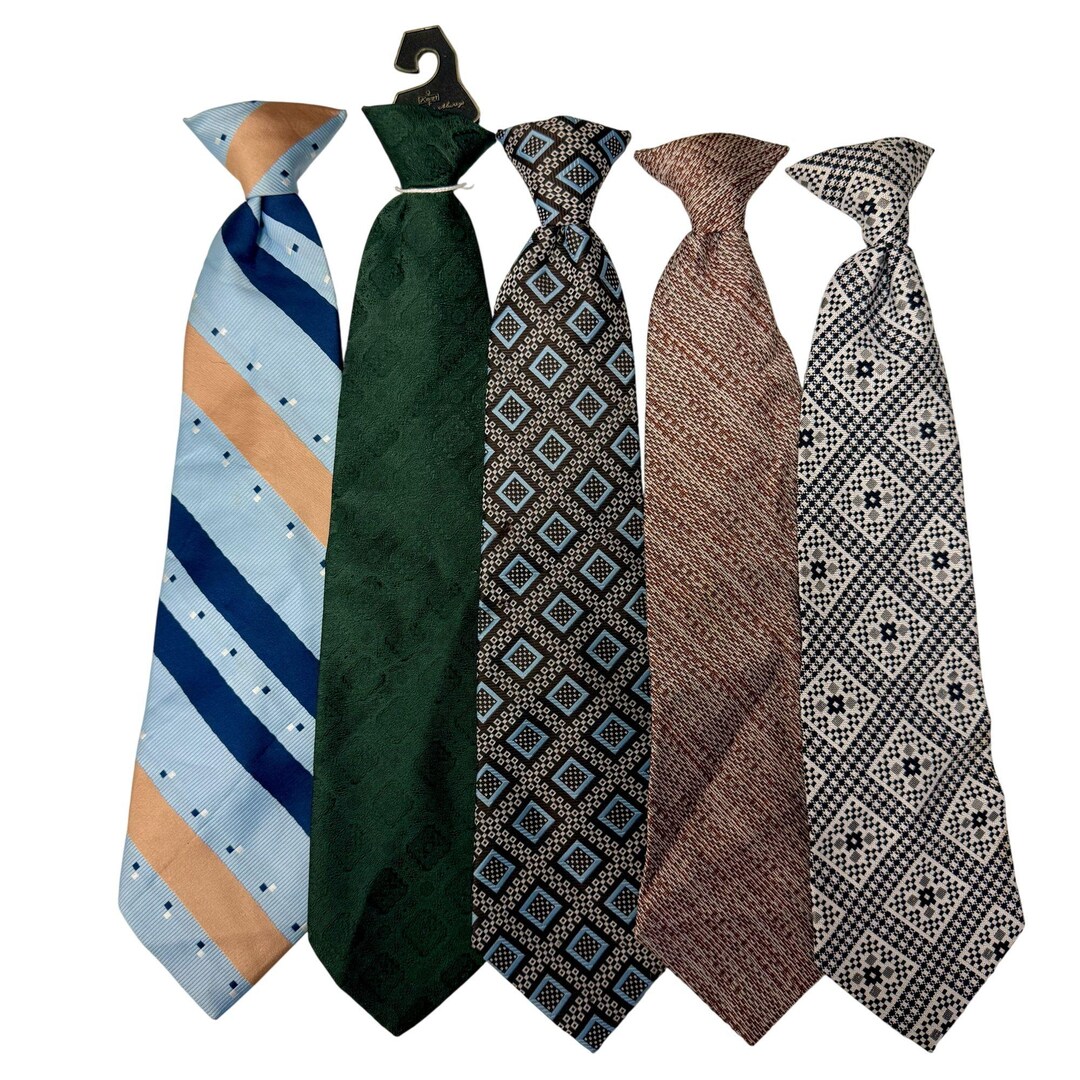 5 Pc Vintage 60 70's Clip on Neck Tie LOT Mod GEOMETRIC Jcpenney ...