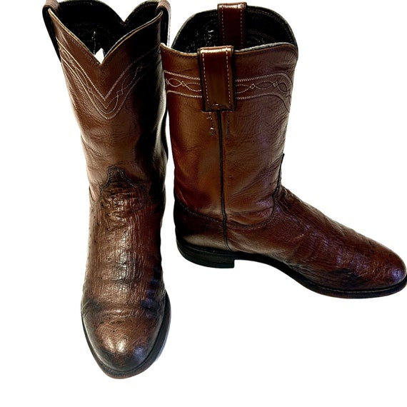Vintage Justin Brown OSTRICH Quill Skin Cowboy Wester… - Gem