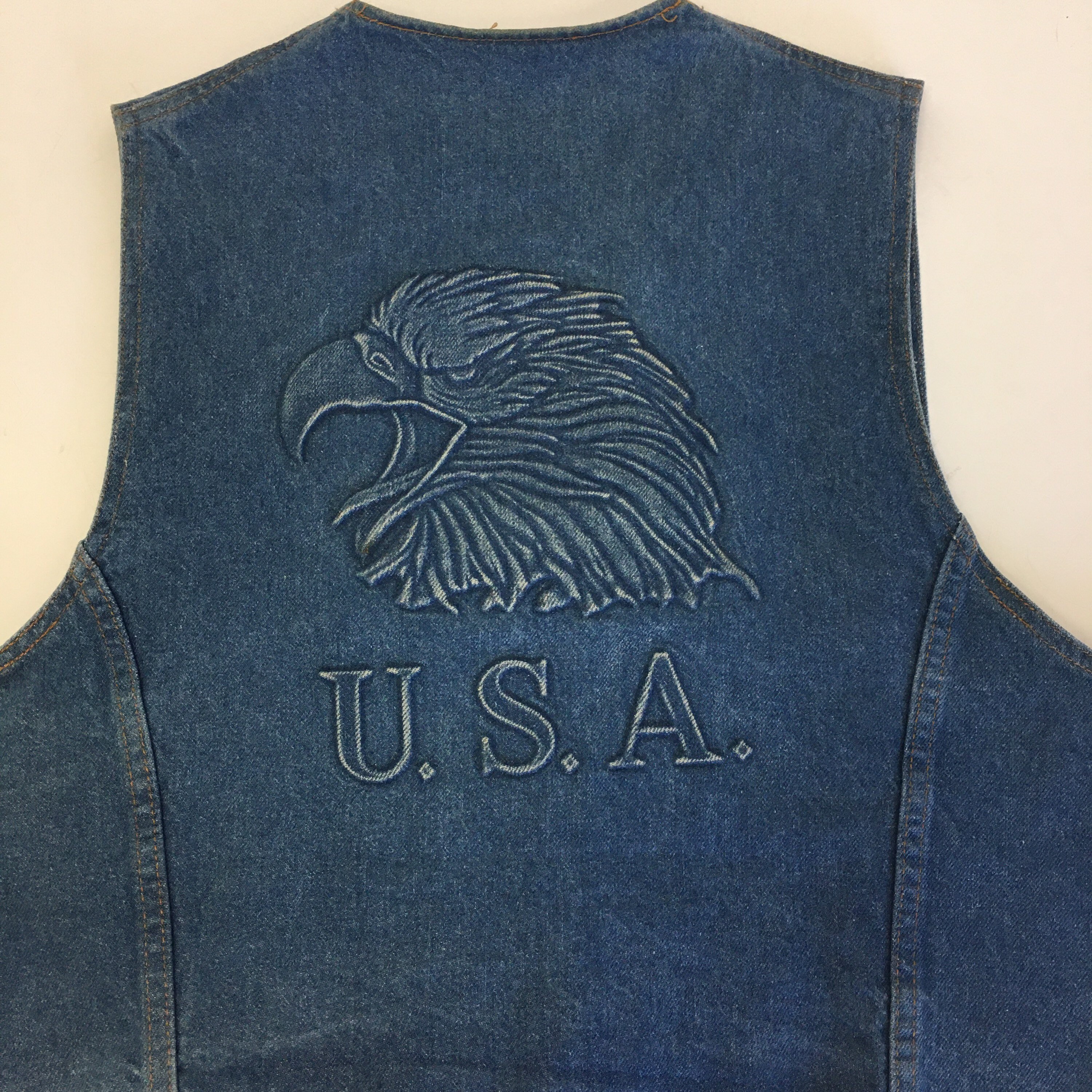 Vintage 70-80's Tyca Men's Blue Jean EMBOSSED Biker Snap Waist Coat USA ...