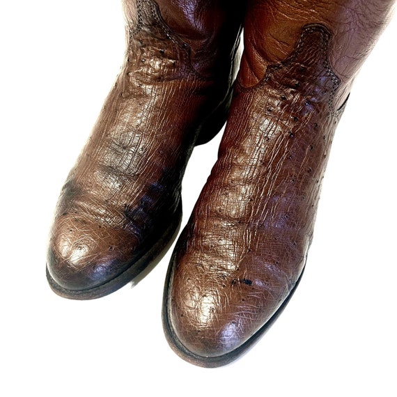 Vintage Justin Brown OSTRICH Quill Skin Cowboy Wester… - Gem