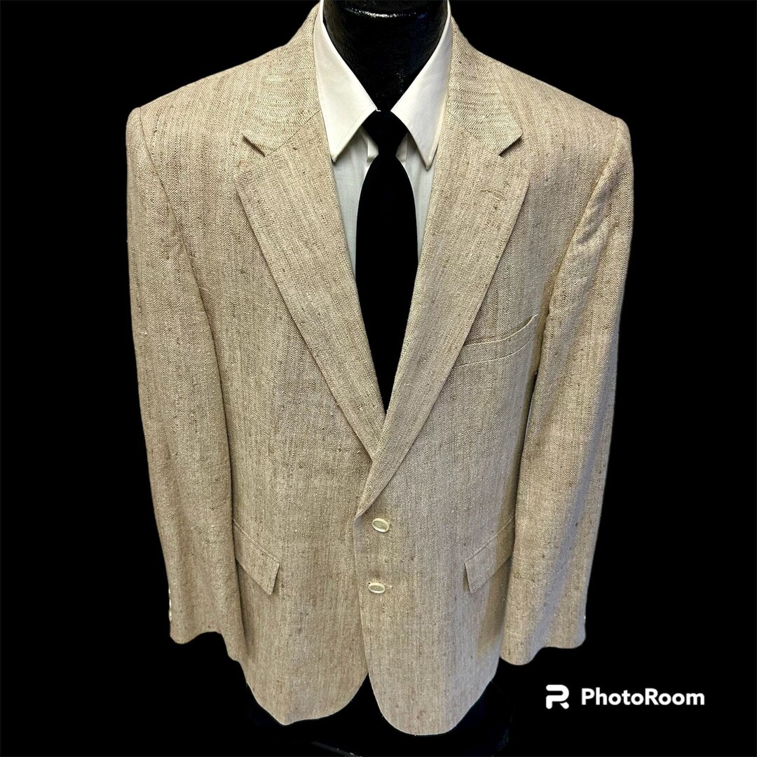 Vintage Towncraft Men's NATURAL TROPICAL Sport Coat ISLAND Jacket Silk ...