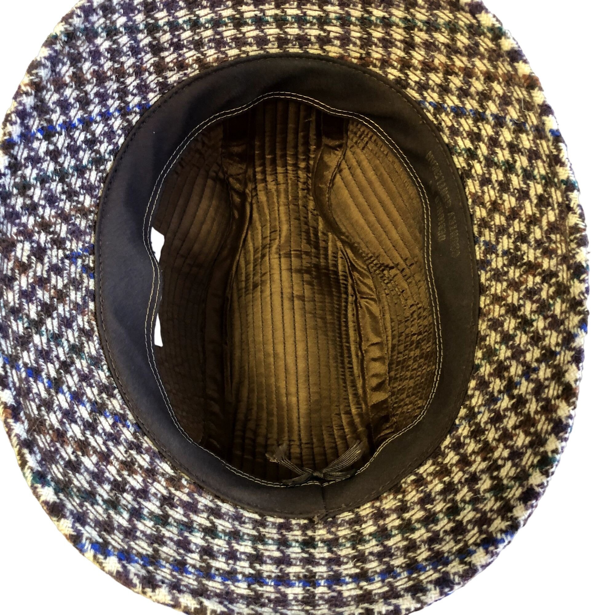 Vintage Harris Tweed Men Brown HOUNDSTOOTH Fedora Scottish Wool COUNTRY ...