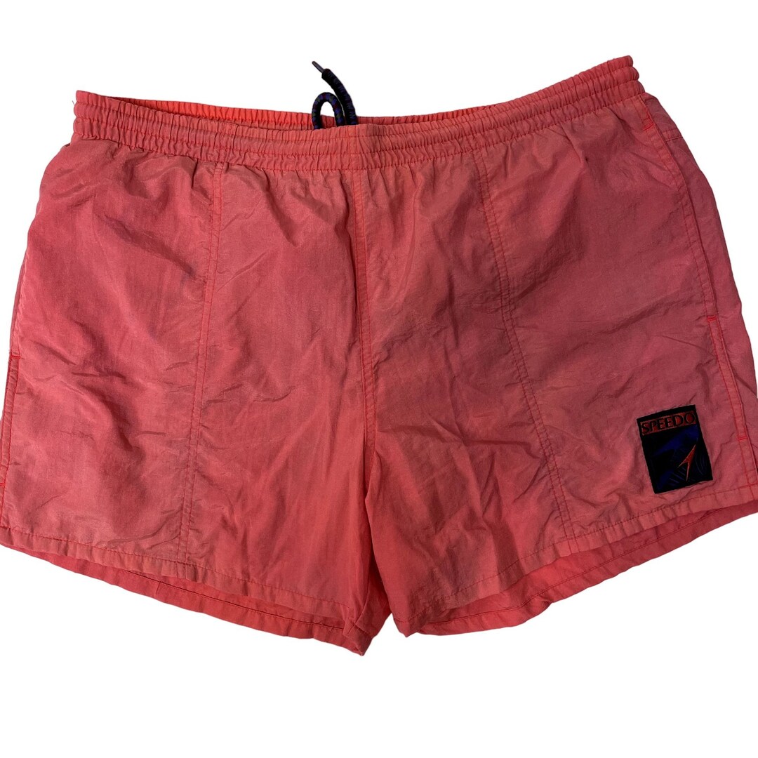 Vintage 80 90's Speedo Men Pink Nylon Swim TRUNKS Athletic BEACH Surfer ...