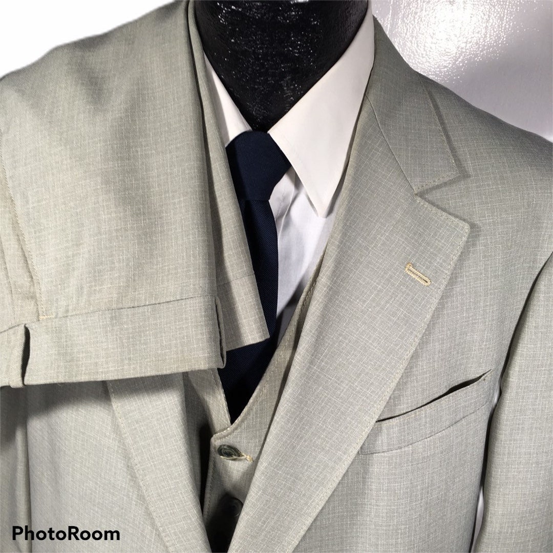 3 Pc Vintage 50’s Sovereign Men Gray Mod ATOMIC Hollywood FLECK Wool ...