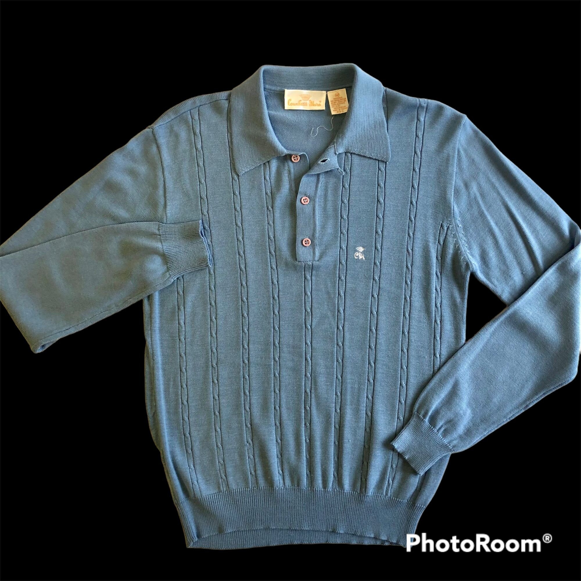 Vintage 50 60's Countess Mara LOGO Men Sky Blue ROCKABILLY Panel LOOP ...