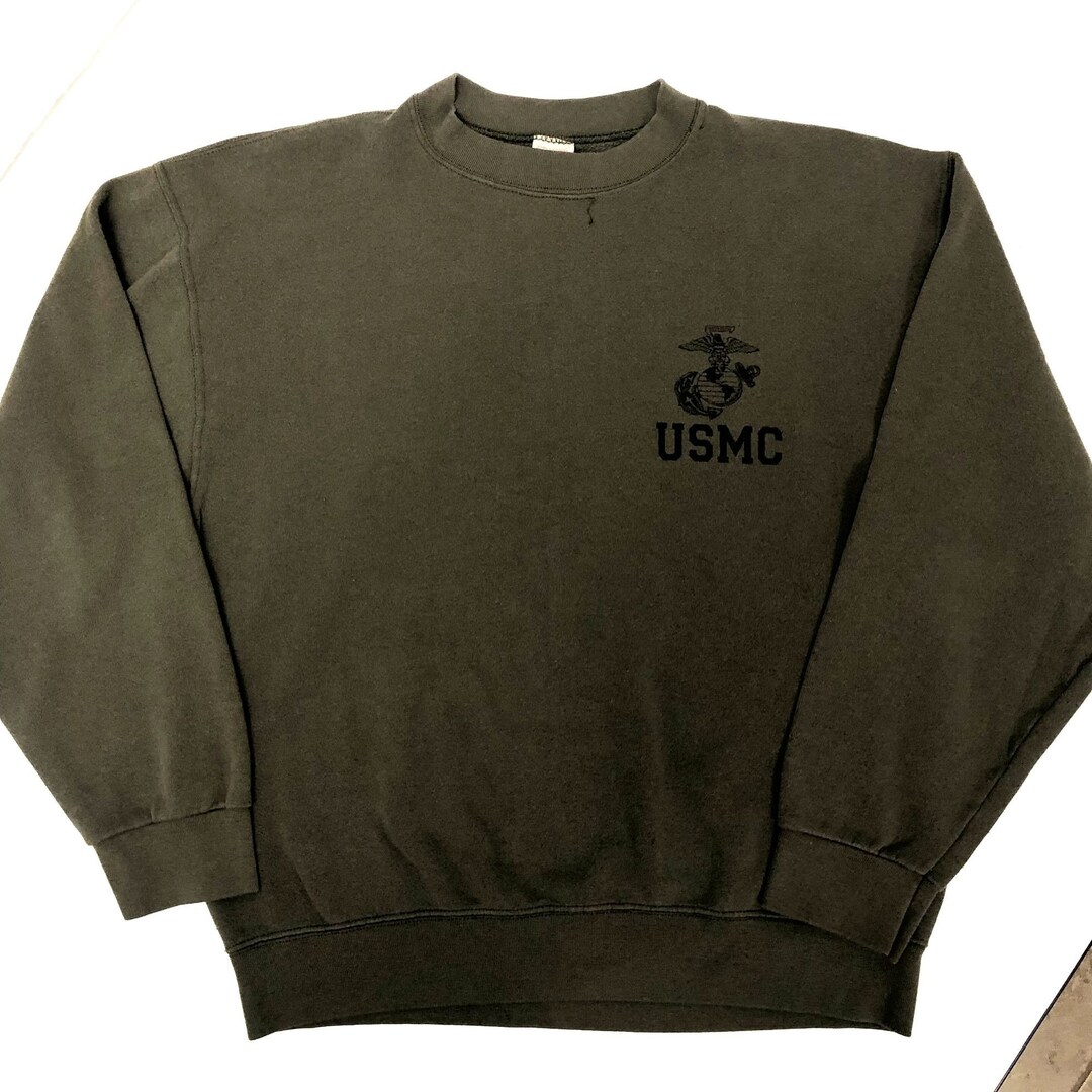 Vintage 80 90's Military Issued USMC US Marines Men Green Sweatshirt ...
