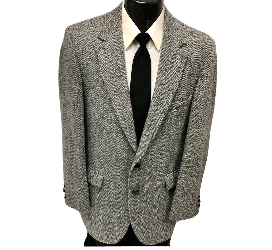 Vtg Harris Tweed Men's Steel Blue Sport Coat Gentlemen Jacket Wool ...