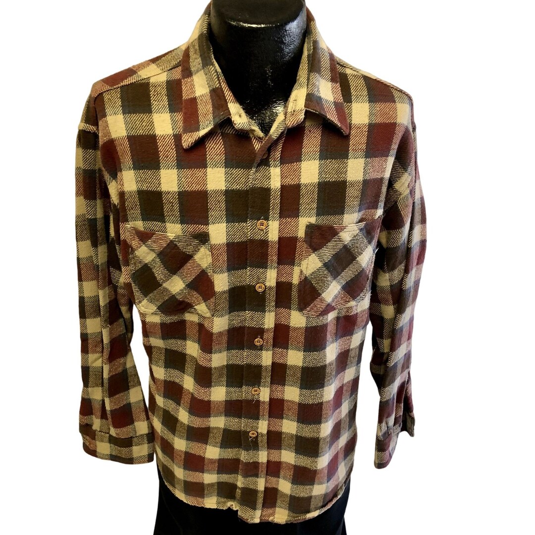 Vintage 80 90's Jcpenney BIG MAC Men Rustic Plaid Flannel CHORE Work ...