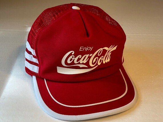 Vintage 70-80's Red White 3 Stripe Coca Cola COKE Mes… - Gem