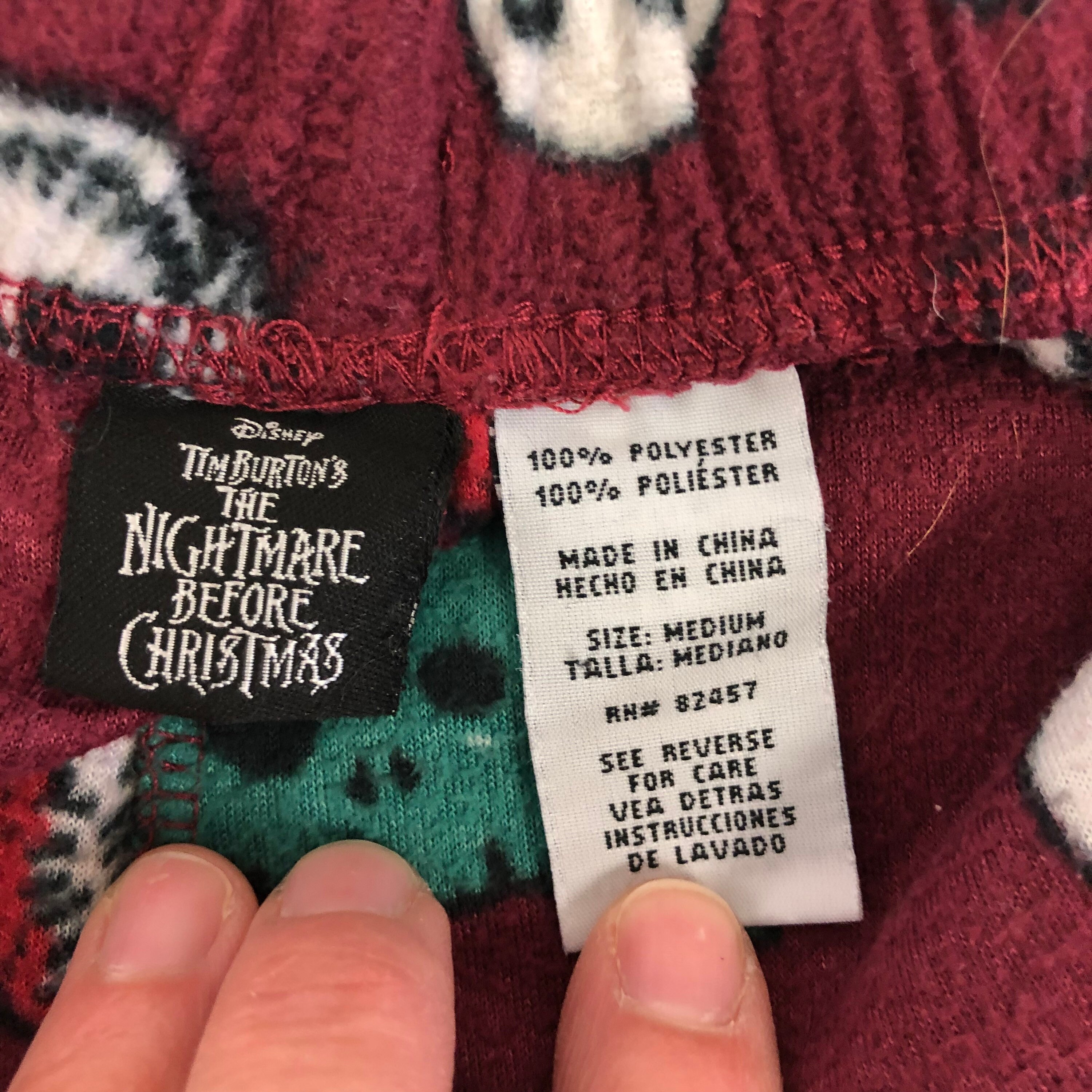 Vintage Disney NIGHTMARE BEFORE CHRISTMAS Maroon Fleece Pajama Pants ...