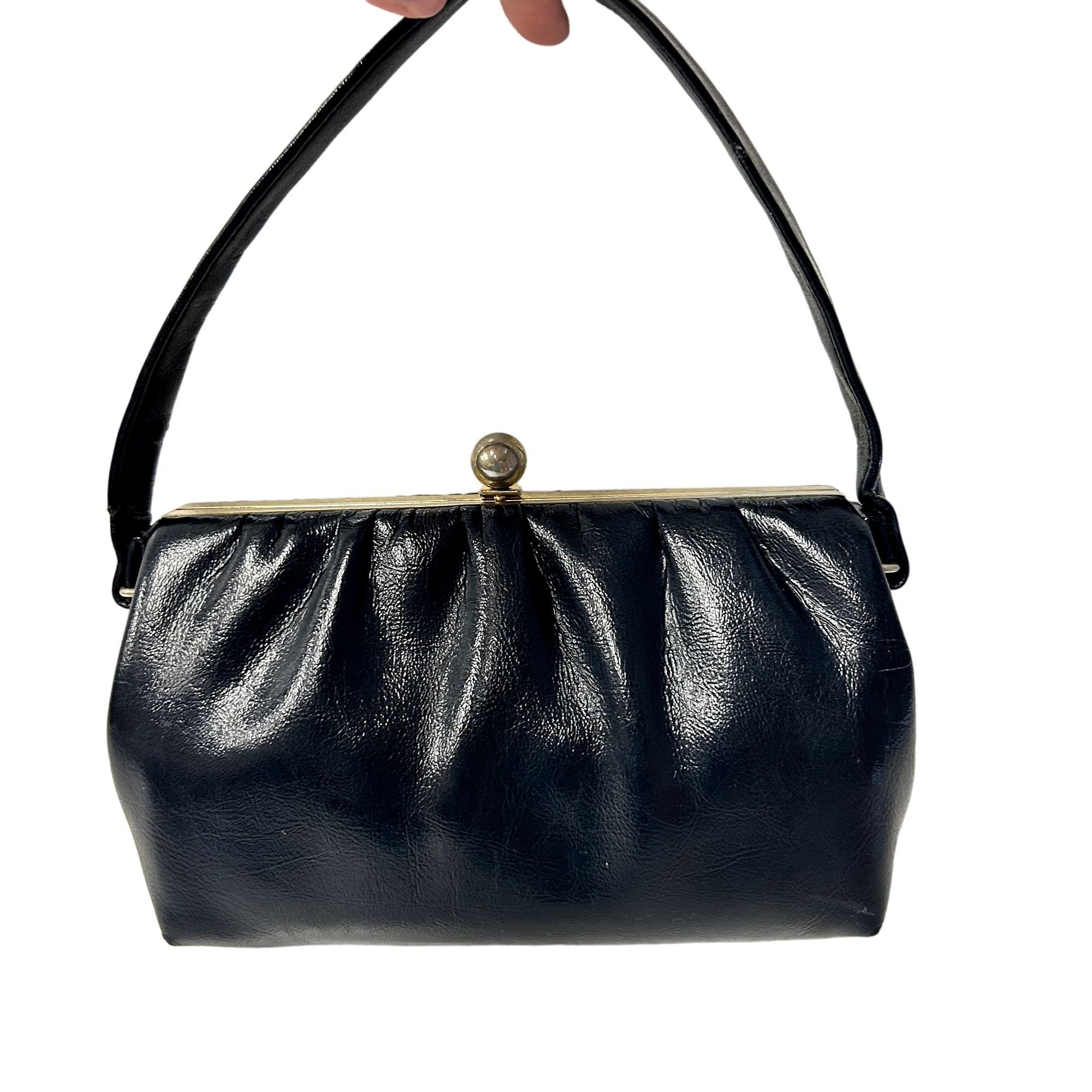 Vintage 60's Mod Navy Blue Vinyl Hand Bag Dr Doctor Style Purse RETRO ...