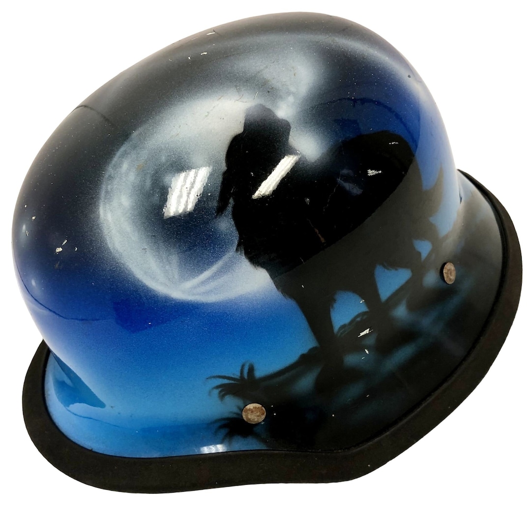 Vtg Custom Painted HOWLING Lone WOLF Men GERMAN Style Motorcycle Biker ...