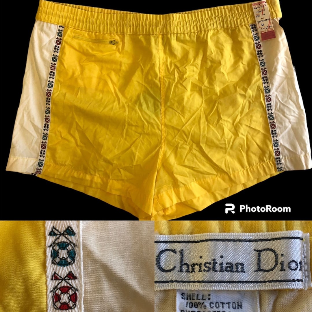 New Deadstock Vintage 80 90's Christian Dior YELLOW Nautical Swim ...