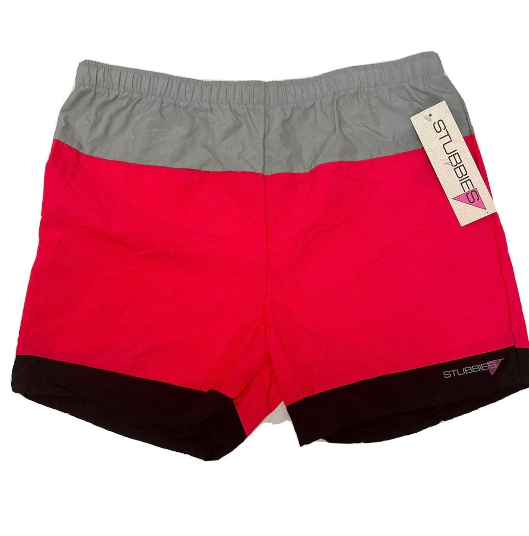NOS New Vtg 80's Stubbies Men NEON Colorblock Swim TRUNKS Surf Skate ...