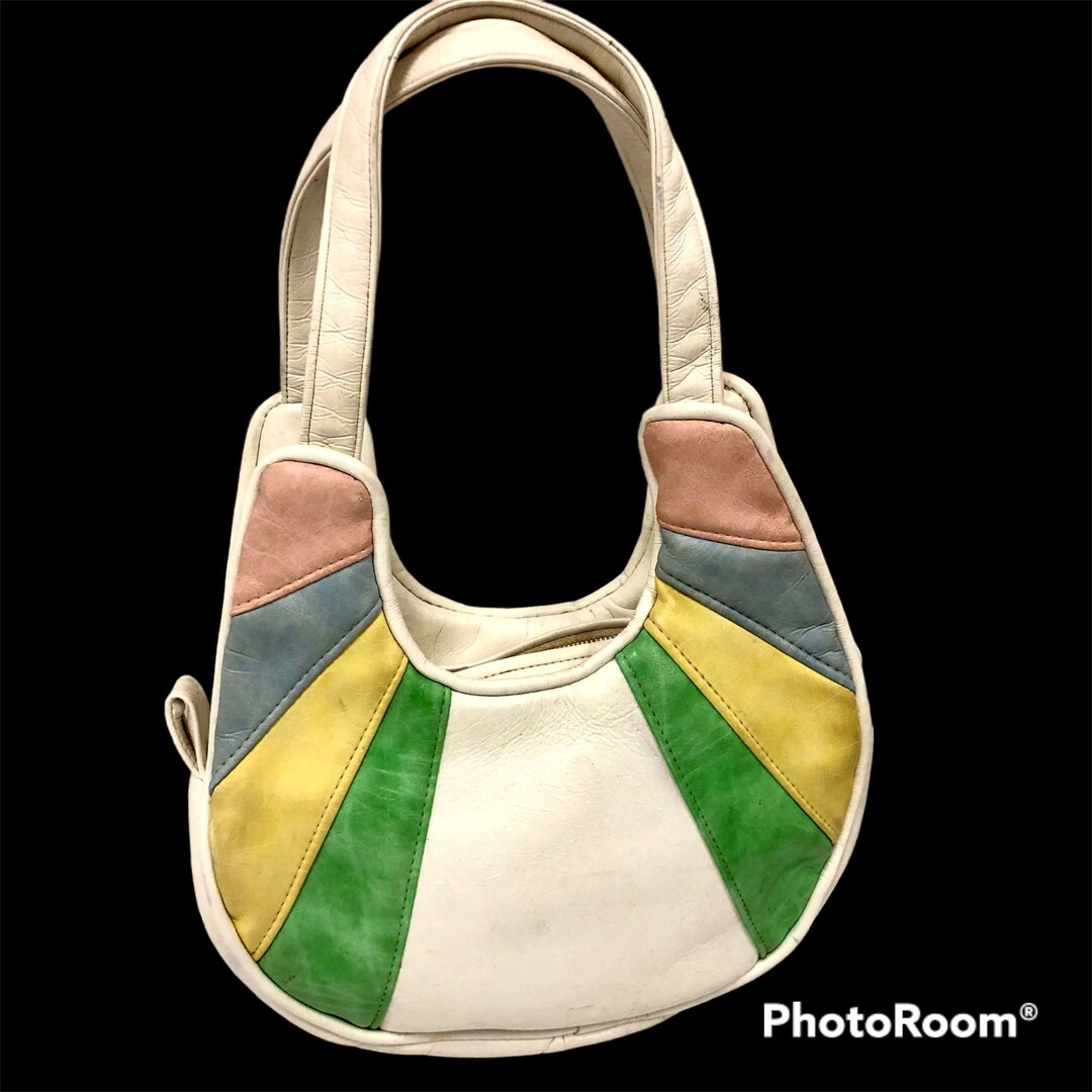 Vintage 60 70's PASTEL Color Block MOD Handbag RETRO Hippie Bag ...