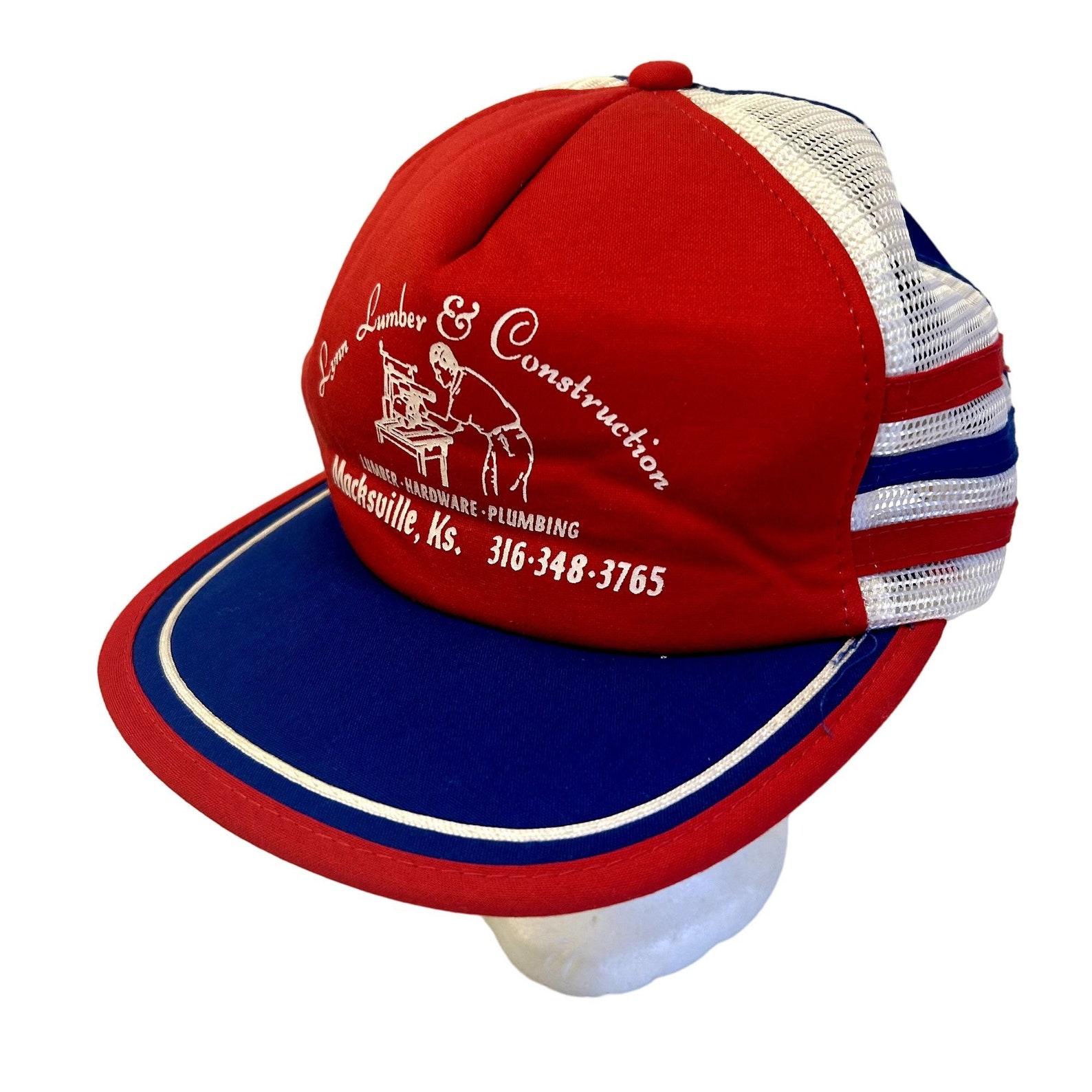 Vintage Youngan 80's Red White Blue Mesh TRUCKER Hat Snapback LUMBER ...