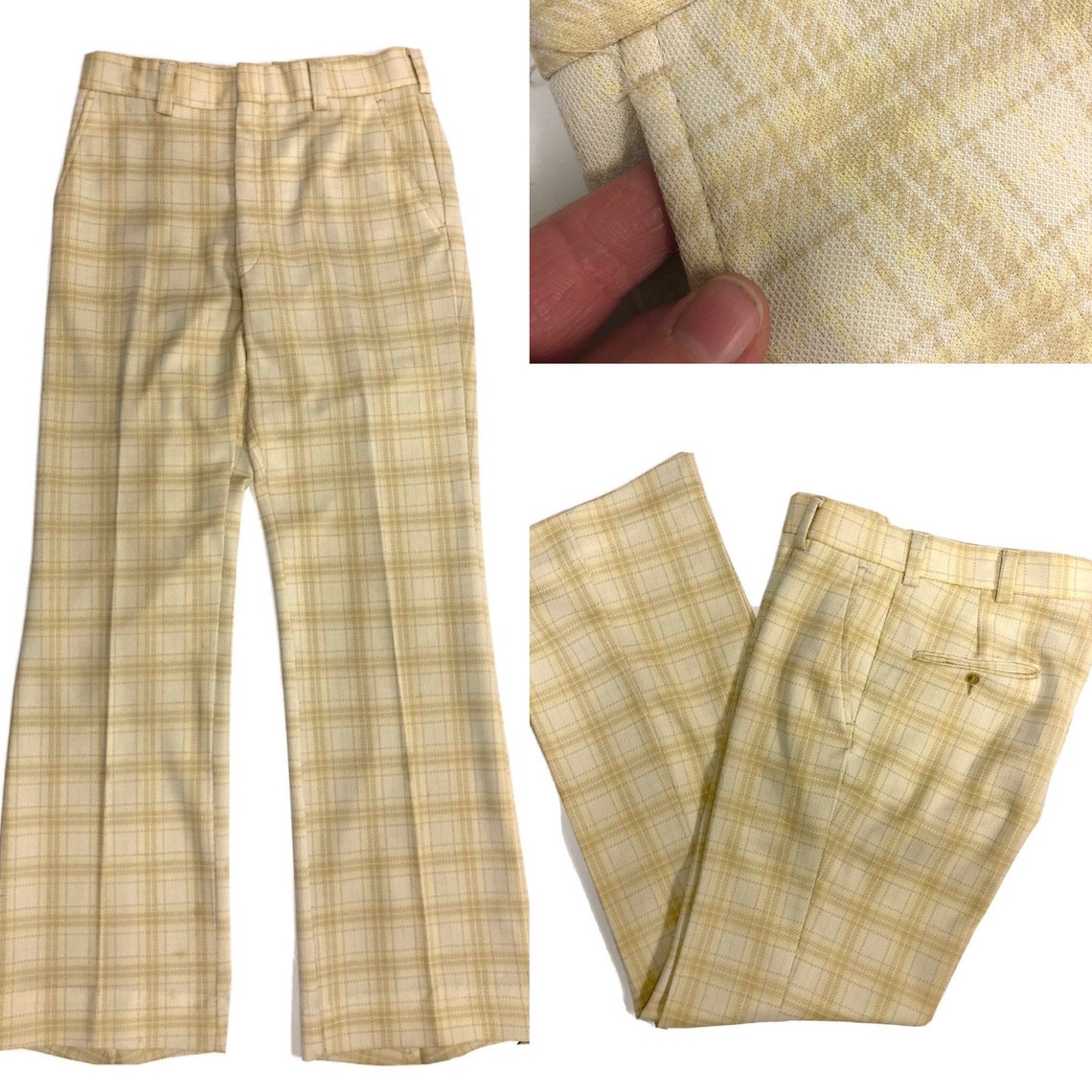 Vintage 70s Mod Yellow STATIC Plaid Hippie Disco Golf Pants - Etsy
