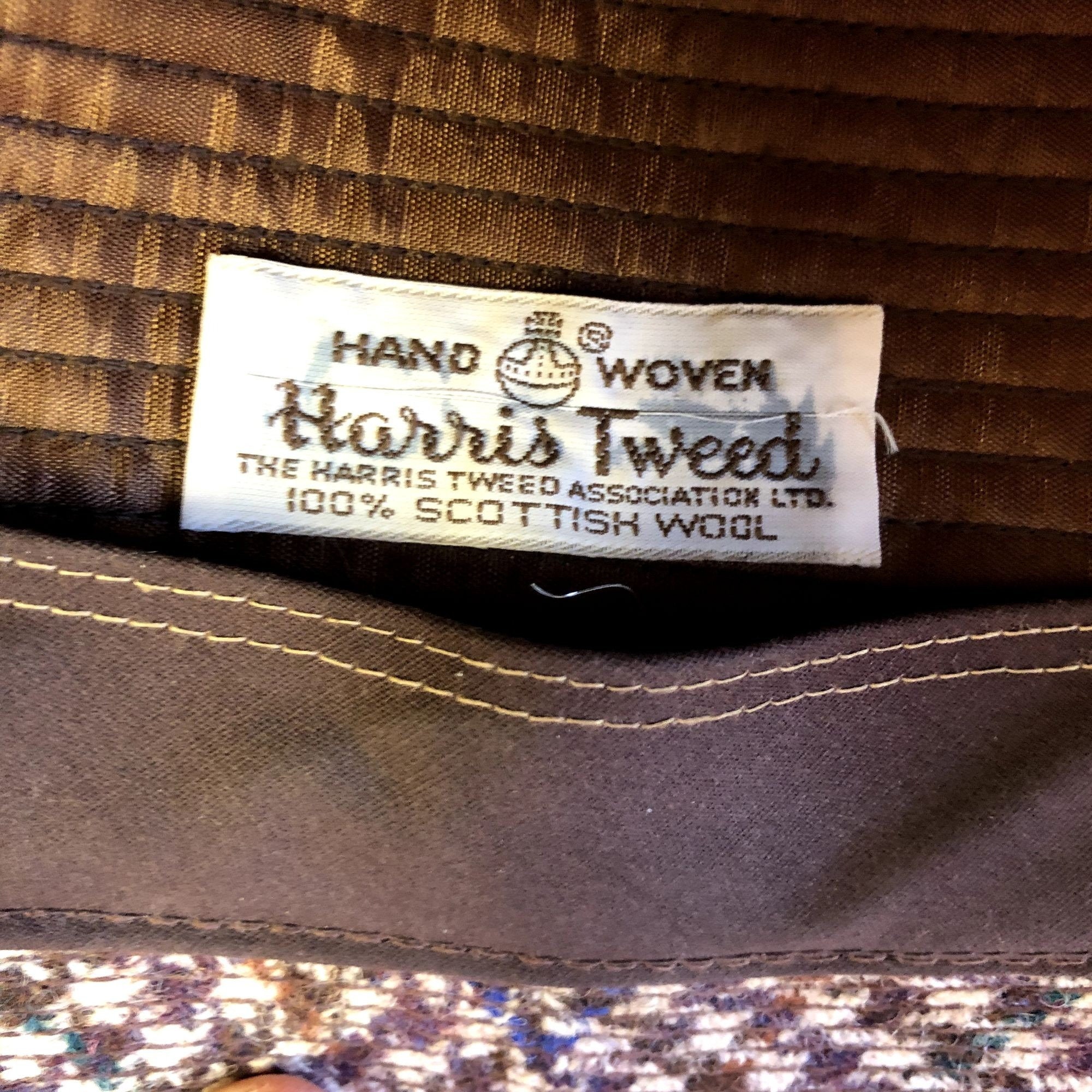 Vintage Harris Tweed Men Brown HOUNDSTOOTH Fedora Scottish Wool COUNTRY ...