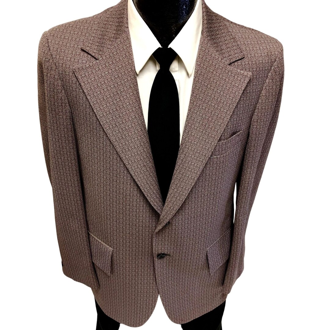 Vintage 70's Warren Sewell Men Maroon Gray Sport Coat ATOMIC STATIC ...