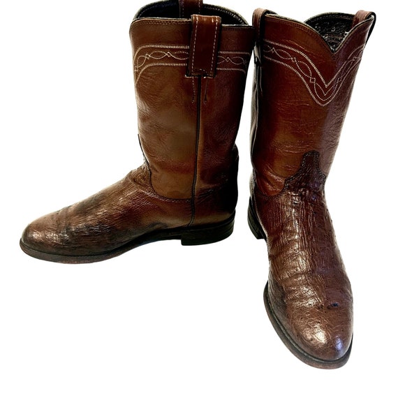 Vintage Justin Brown OSTRICH Quill Skin Cowboy Wester… - Gem