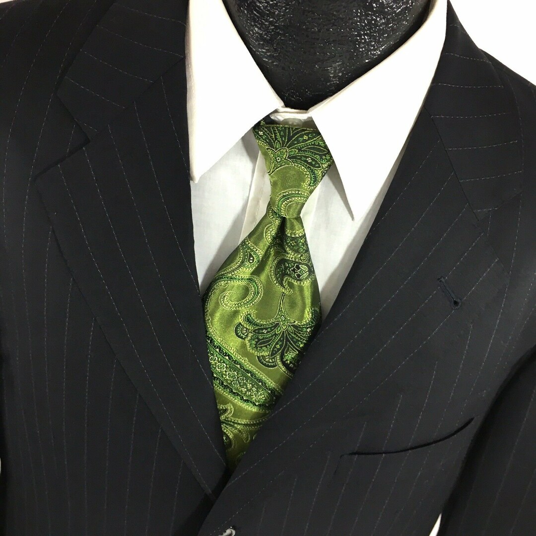 Baroni Couture Men's Black Sport Coat CHALK STRIPE Suit Jacket Wool ...