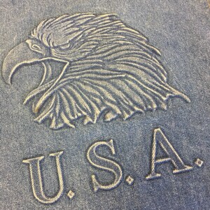 Vintage 70-80's Tyca Men's Blue Jean EMBOSSED Biker Snap Waist Coat USA ...