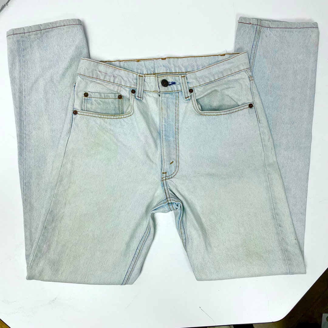 Vintage 70 80's Levi's 505 0217 XX Men Light White WASH Blue Jeans Acid ...