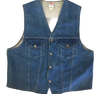 Vintage 70-80's Tyca Men's Blue Jean EMBOSSED Biker Snap Waist Coat USA ...