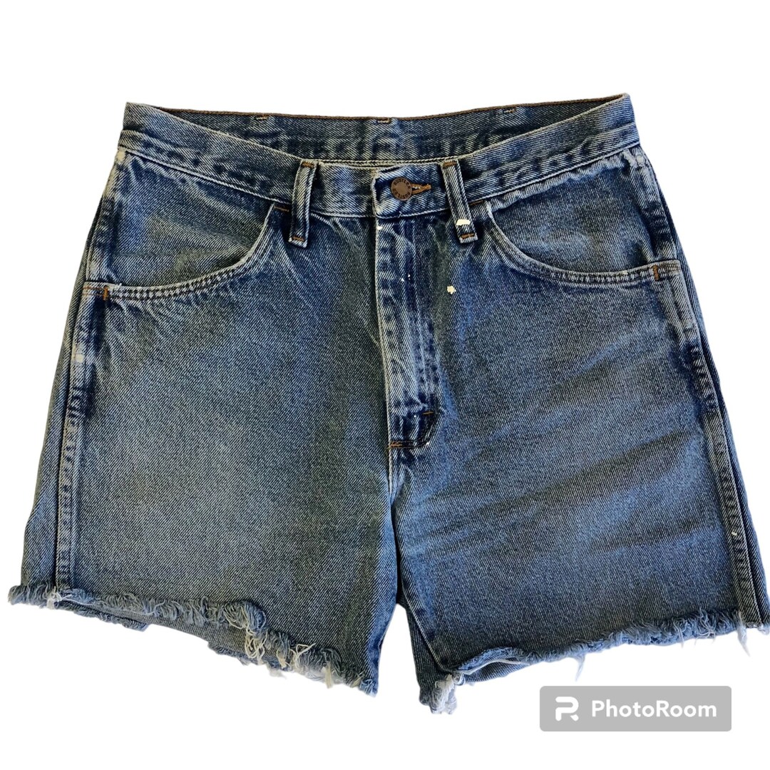 Vintage 80's Wrangler Rustler Men's BLUE JEAN Cut Offs DISTRESSED Denim ...