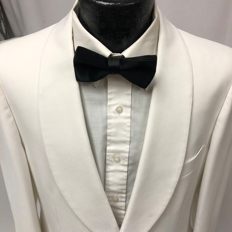 Vtg 70s After Six Mens Solid White ROCKABILLY Tux Single Btn SHAWL ...