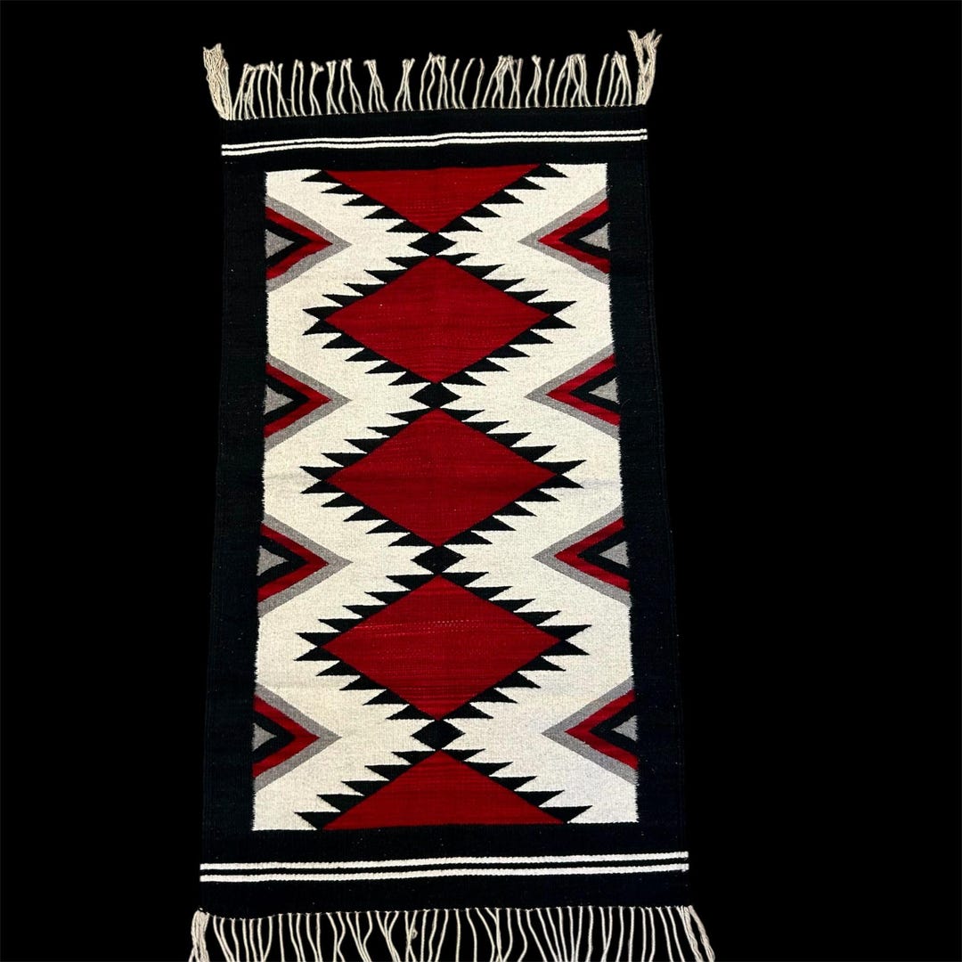 Vintage Hand Woven NATIVE AMERICAN Wool Rug Navajo Horse Blanket 58x31 ...