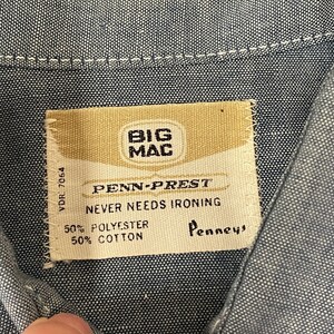 Vintage 50's Penneys Big Mac Blue CHAMBRAY Mechanic Work SHOP Worker 50/50 Shirt XL - Etsy