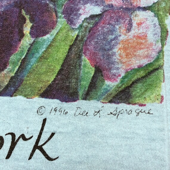 Vintage 1996 Dee L Sprague Floral Folk Art Blue 90's … - Gem