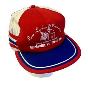 Vintage Youngan 80's Red White Blue Mesh TRUCKER Hat Snapback LUMBER ...