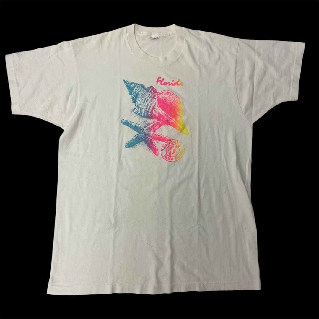 Vintage 80 90's White NEON Painted Florida SEASHELLS Official ...