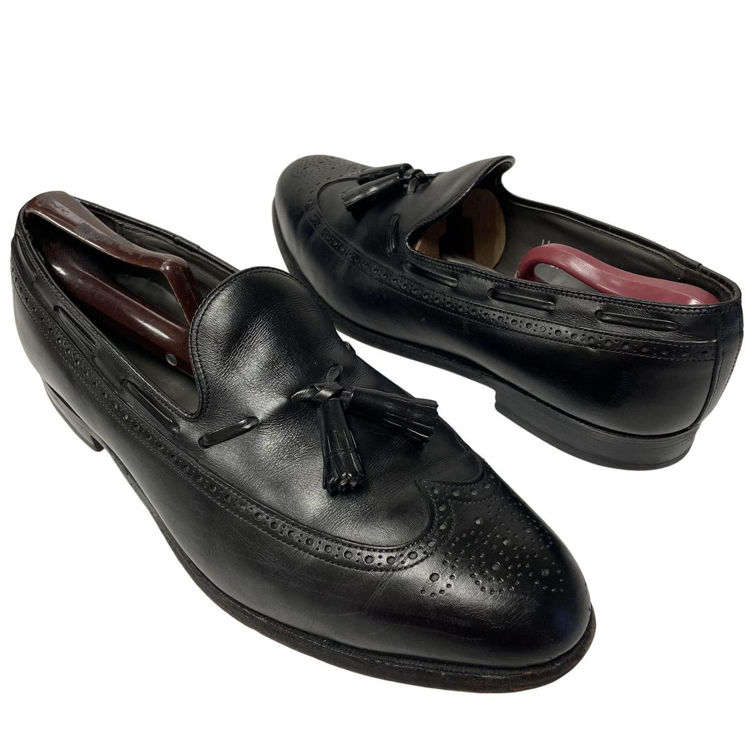 Vintage 80’s Foot Joy Classics Men's Black Leather DRESS Shoes Wing Tip ...
