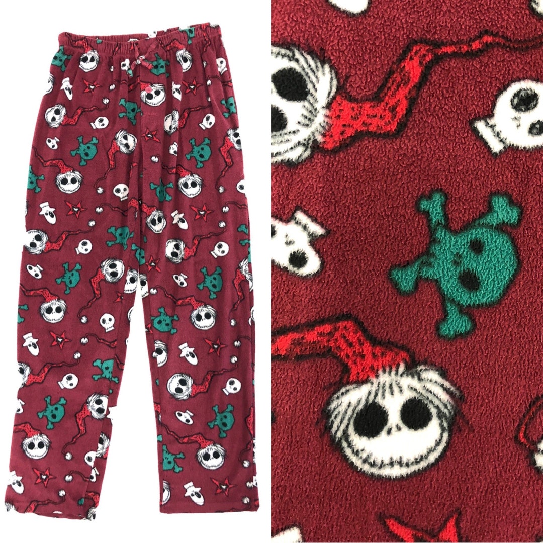 Vintage Disney NIGHTMARE BEFORE CHRISTMAS Maroon Fleece Pajama Pants ...