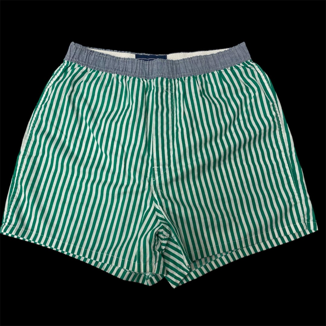 NOS New Vintage 80’s Savile Row Men's Green White STRIPE Boxer Briefs ...