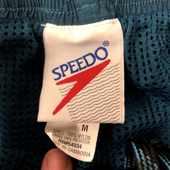 Vintage 90's Speedo Green NYLON Swim Trunks LOGO Athl… - Gem