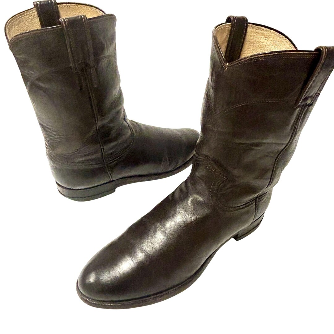 Justin 3162 Men's Chocolate Brown Leather Cowboy Western RODEO Boots ...