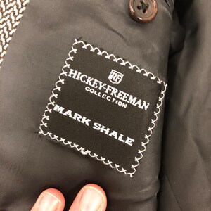 Hickey Freeman Madison Men Black White Sport Coat HERRINGBONE Jacket ...