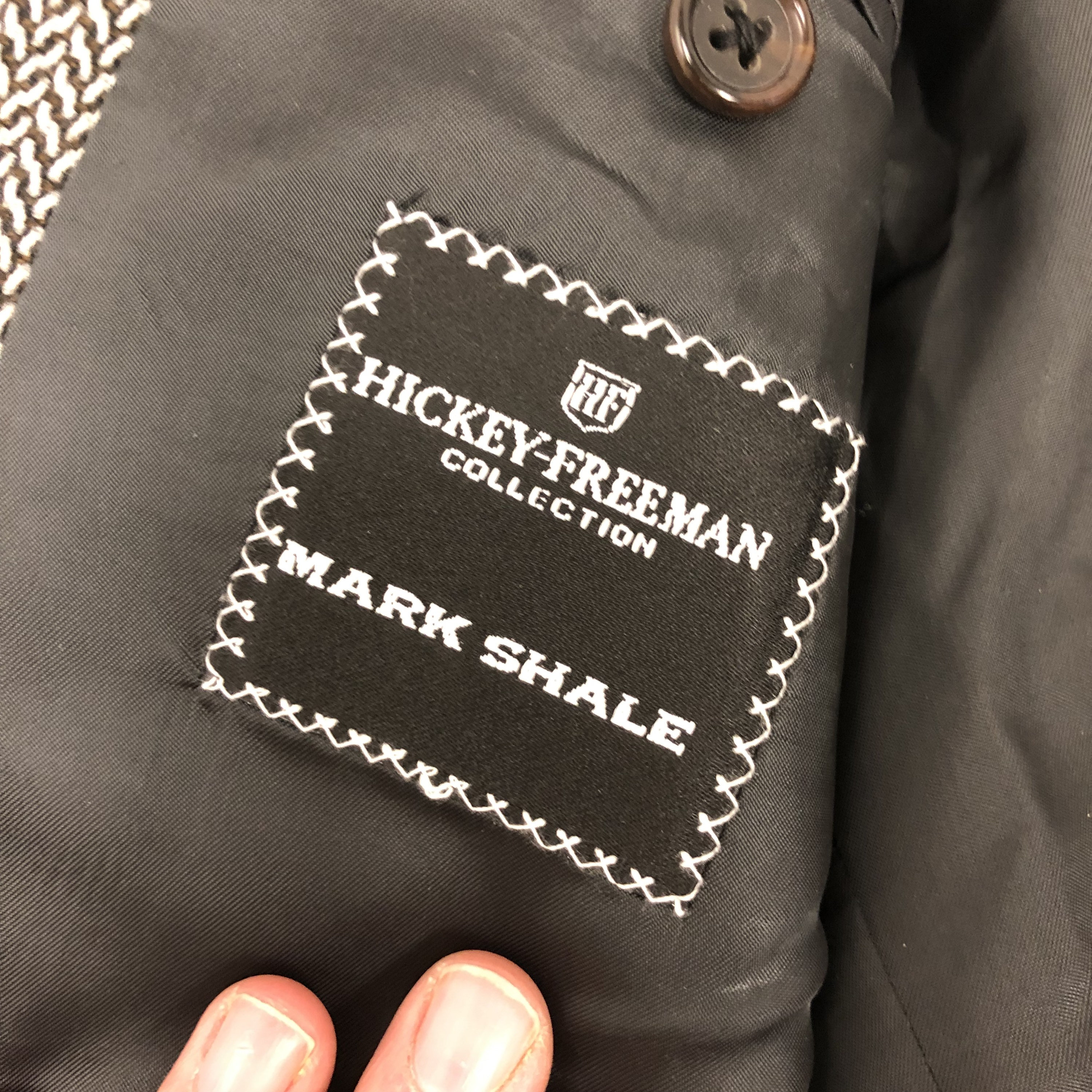 Hickey Freeman Madison Men Black White Sport Coat HERRINGBONE Jacket ...