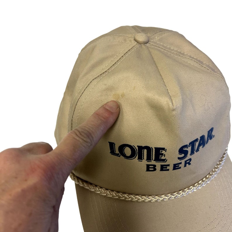 Vintage 80's LONE STAR BEER Snapback Trucker Hat Redneck Beige Cotton ...
