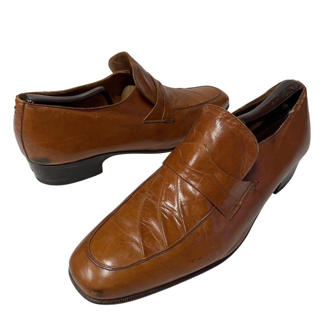 Vintage 60’s Volare Carlo Leoni Men's Cognac Leather Mod Logo SWANKY ...