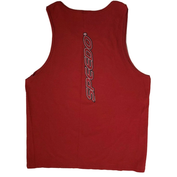 Vintage 80 90's Speedo LOGO ReD Tank Top SPELLOUT Mus… - Gem