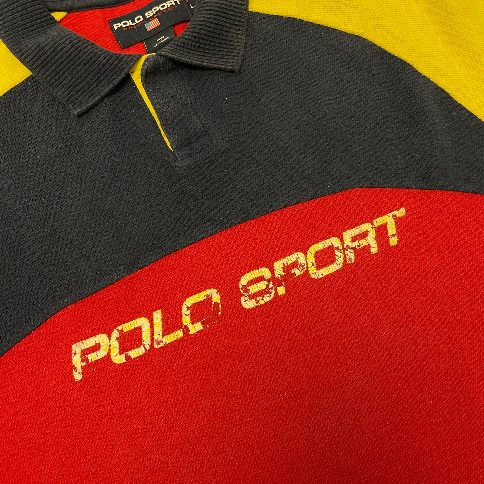 Vintage 90's Ralph Lauren POLO Sport SPELLOUT Streetwear Color Block ...
