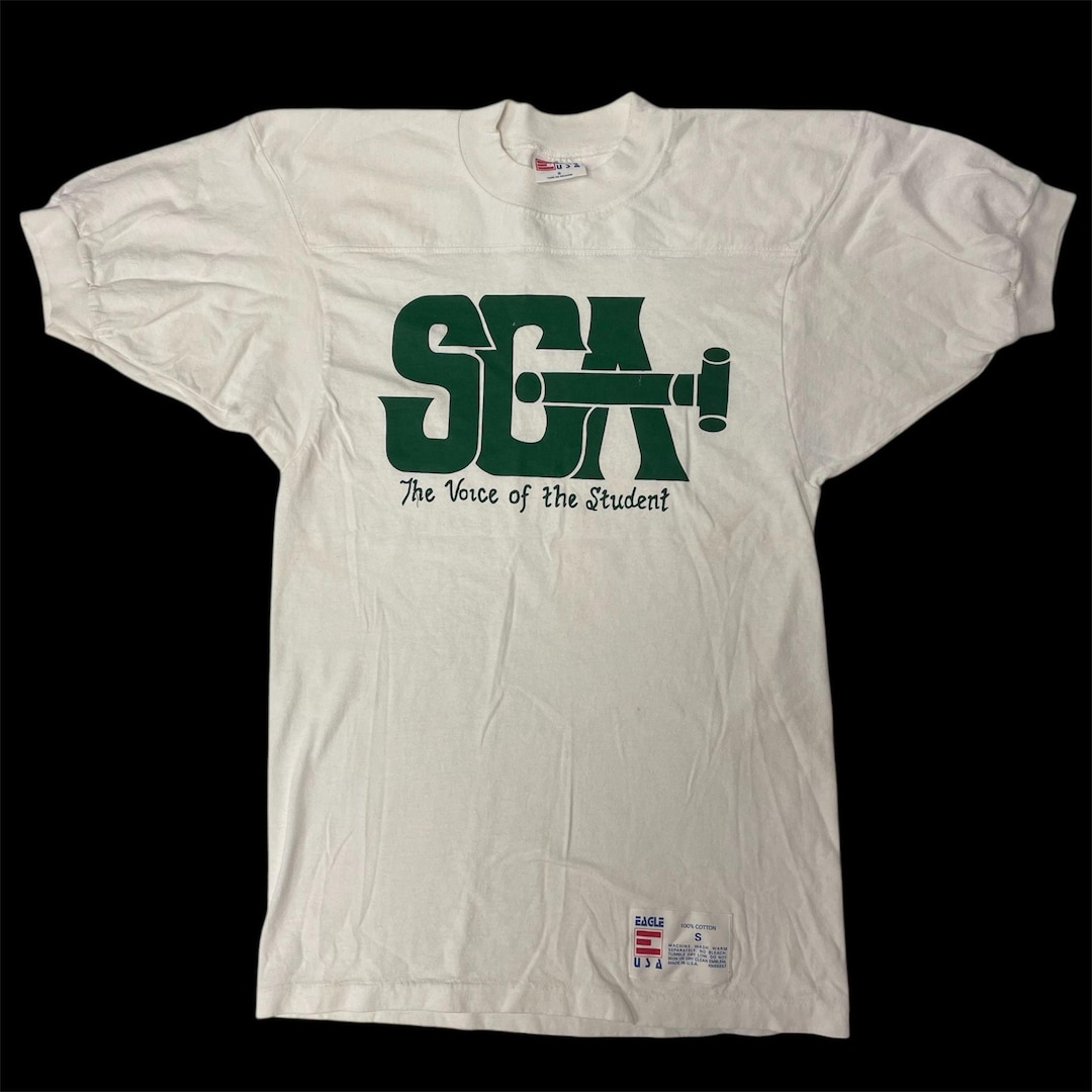 Vintage 80's Eagle USA Men White SGA Voice of the Student Football Practice Jersey ATHLETIC ...