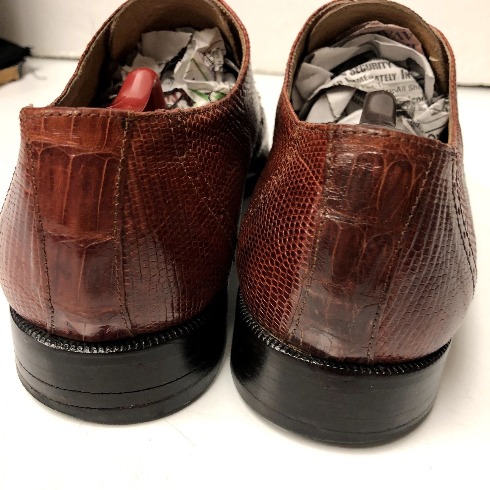 David Eden Men's Brown GENUINE LIZARD Skin Dress Shoes ALLIGATOR Cap ...